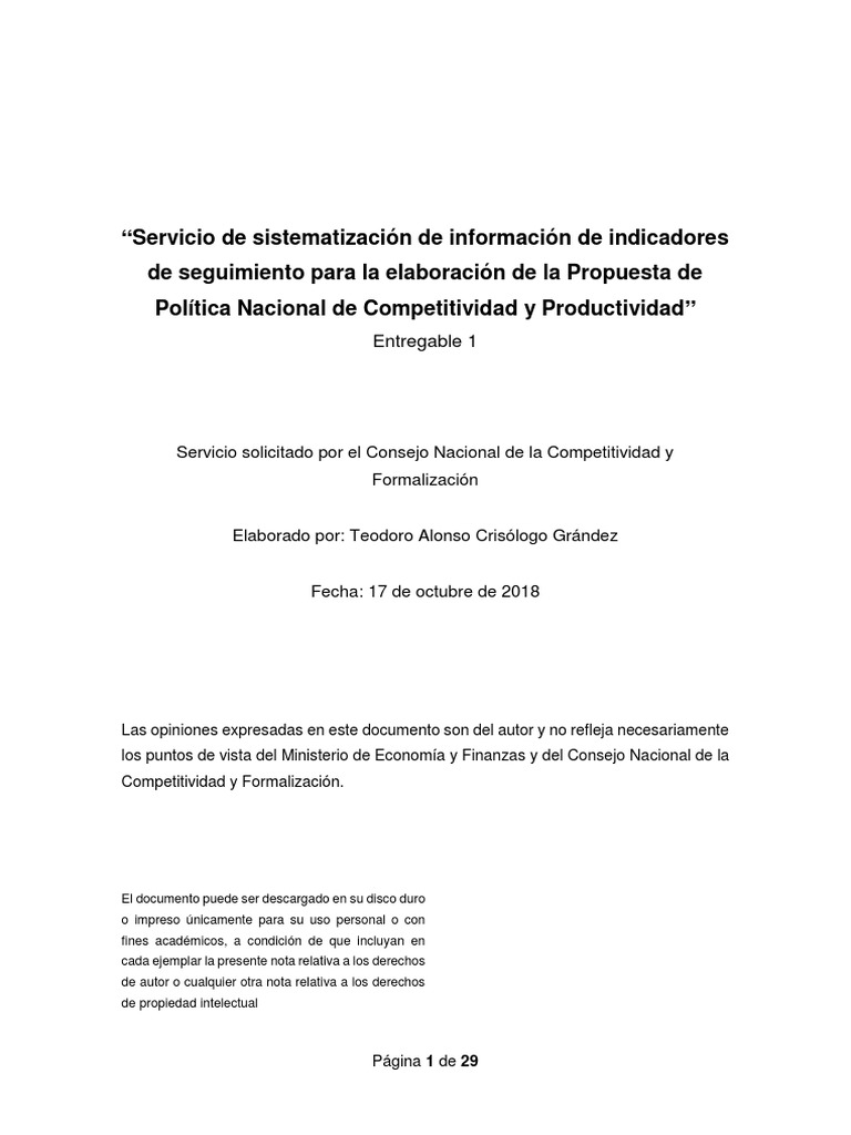 1er Entregable - Crisólogo Grández - CNCF | PDF | Crecimiento económico | Perú