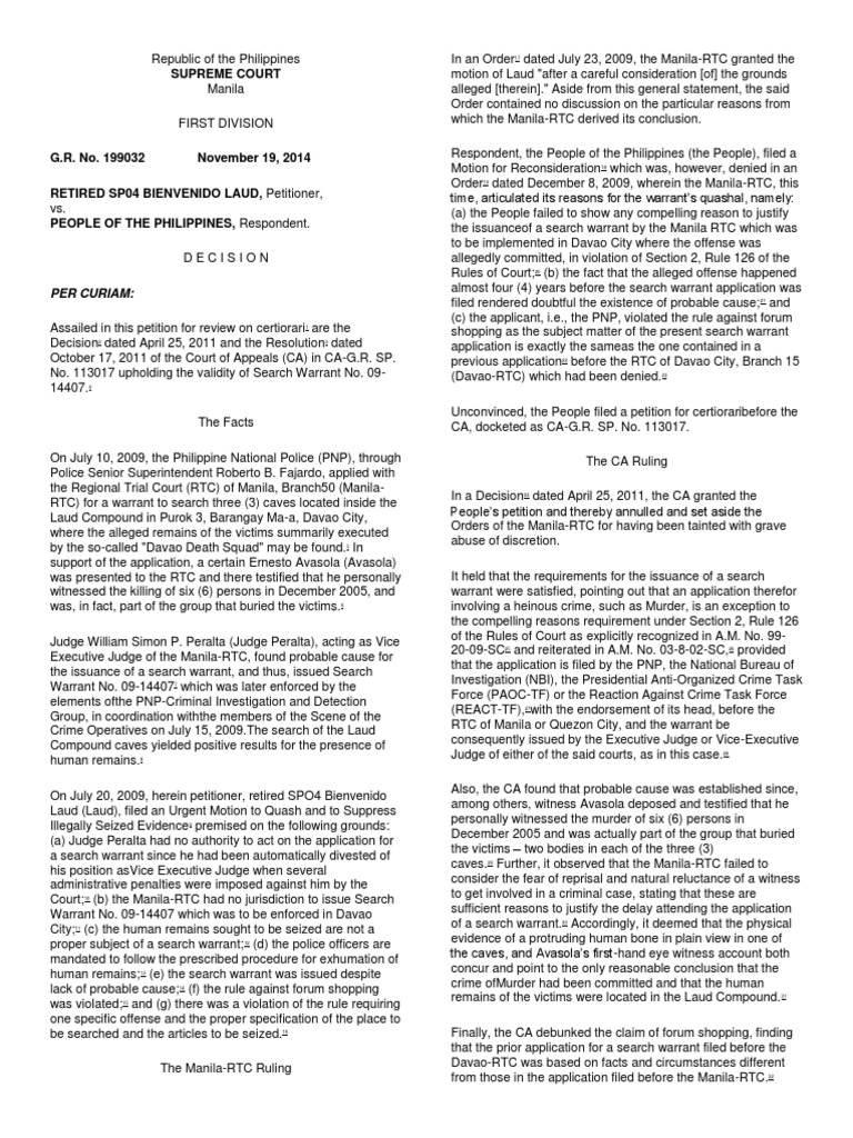 Laud vs. People of The Philippines | PDF | Search And Seizure | Search ...
