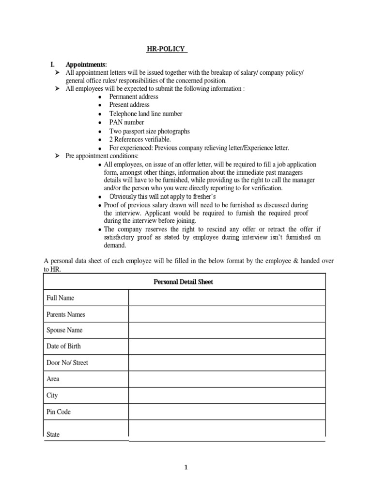 HR Policy | Download Free PDF | Parental Leave | Employment