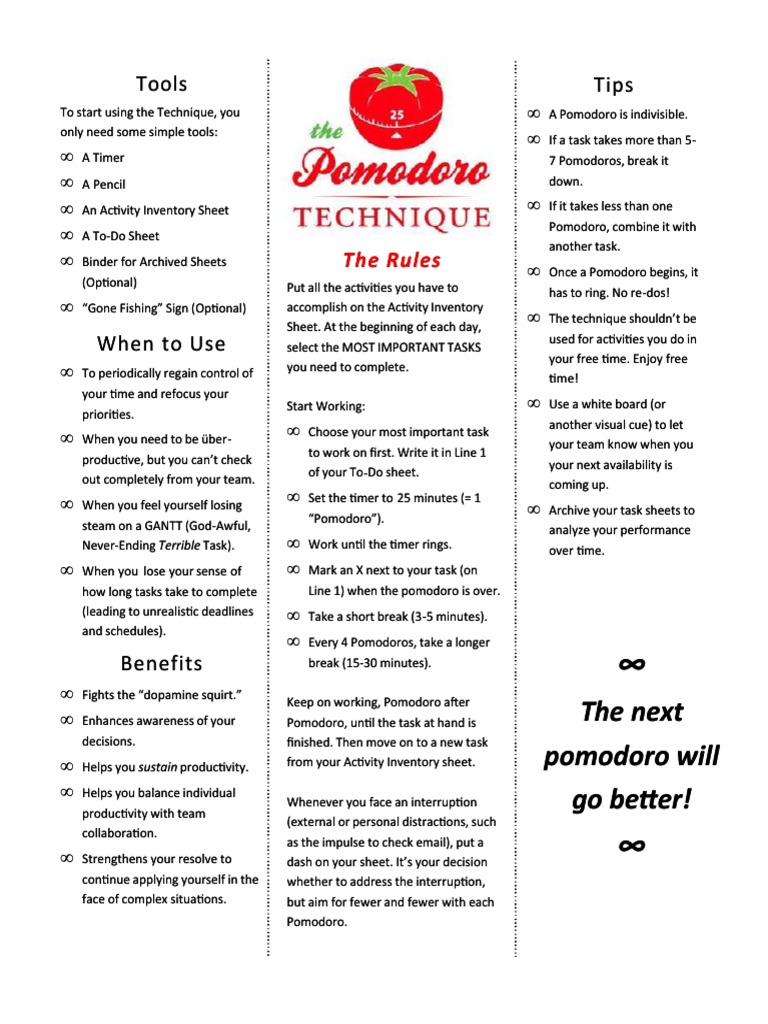 Pomodoro Technique Worksheet