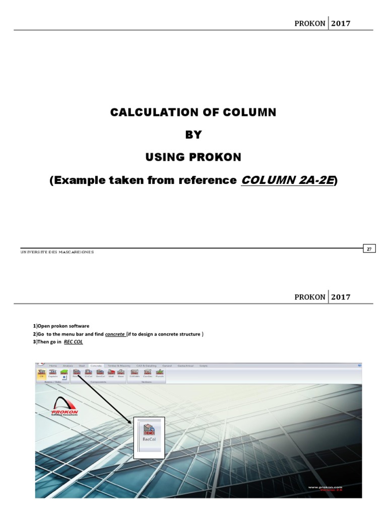 Calculation of Column BY Using Prokon (Example Taken From Reference ...