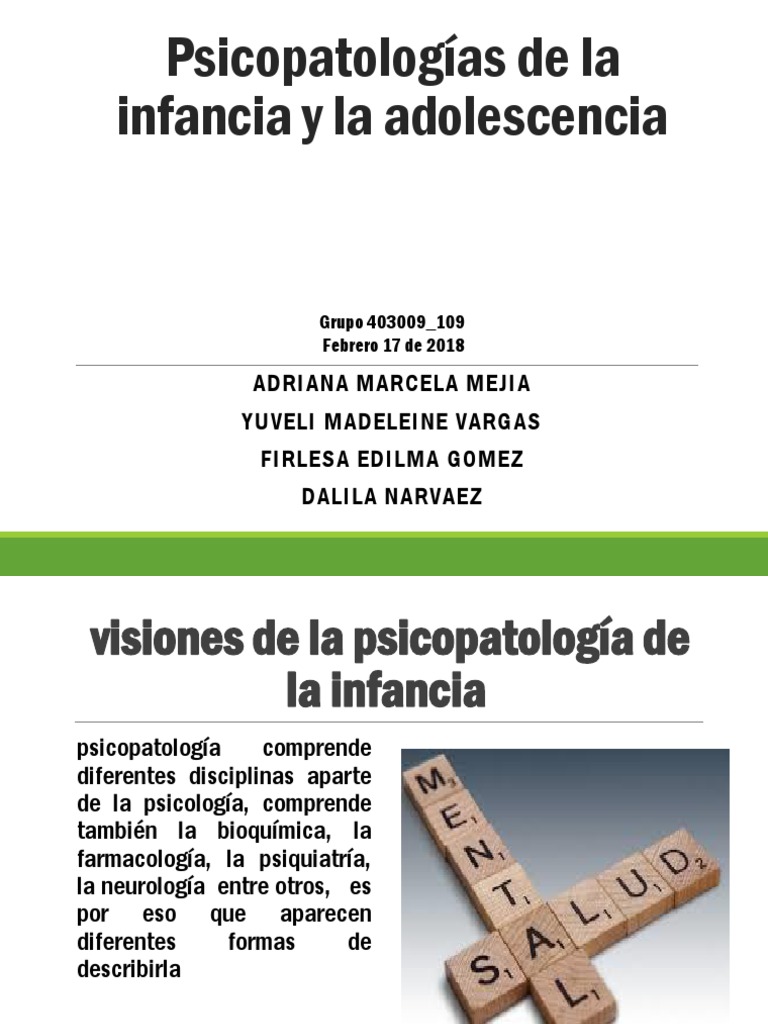 Psicopatologías de La Infancia y La Adolescencia Grupal | PDF | Relaciones personales, crianza y ...