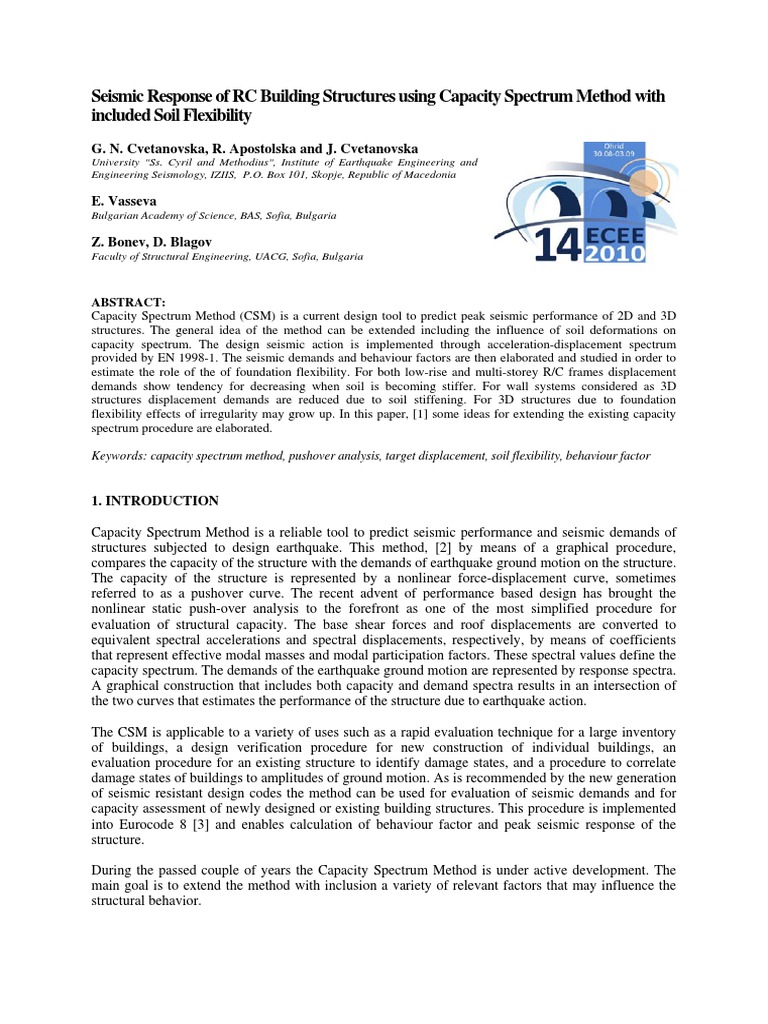 Seismic Response of RC Building Structures Using Capacity Spectrum ...