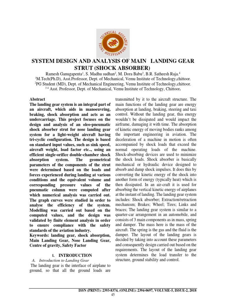 System Design and Analysis of Main Landing Gear Strut | PDF | Landing ...