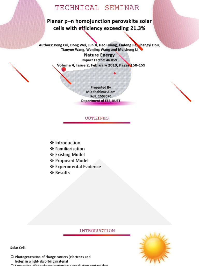Presentation On Perovskite Solar Cell | PDF | Solar Cell | Condensed ...