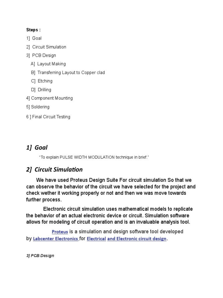 1) Goal 2) Circuit Simulation | PDF | Printed Circuit Board | Engineering