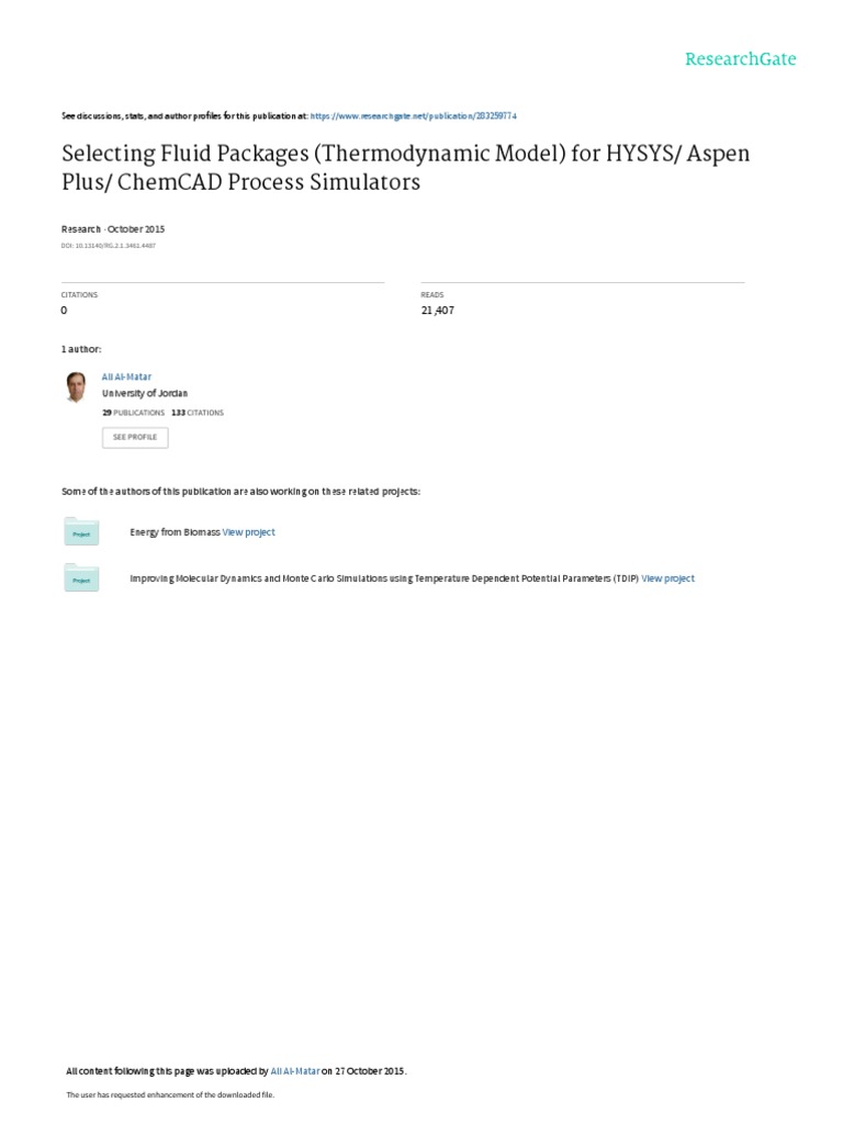 Selecting Fluid Package | PDF | Physical Chemistry | Chemistry