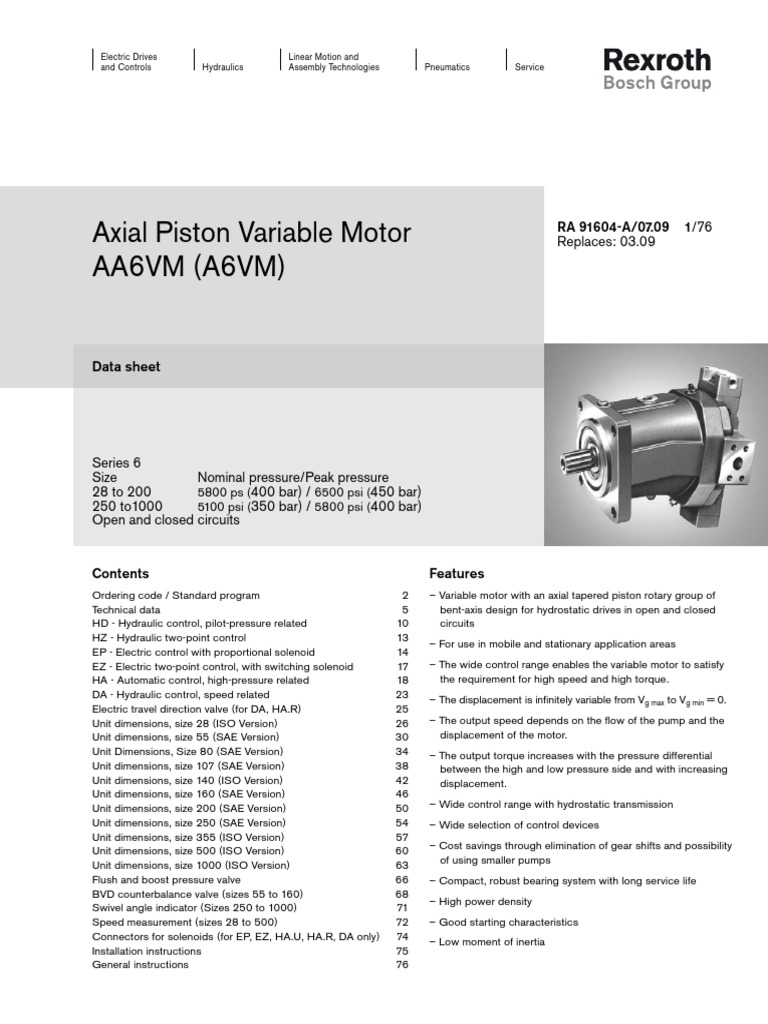 A6VM Series 6 Motor PDF | PDF | Transmission (Mechanics) | Mechanical ...