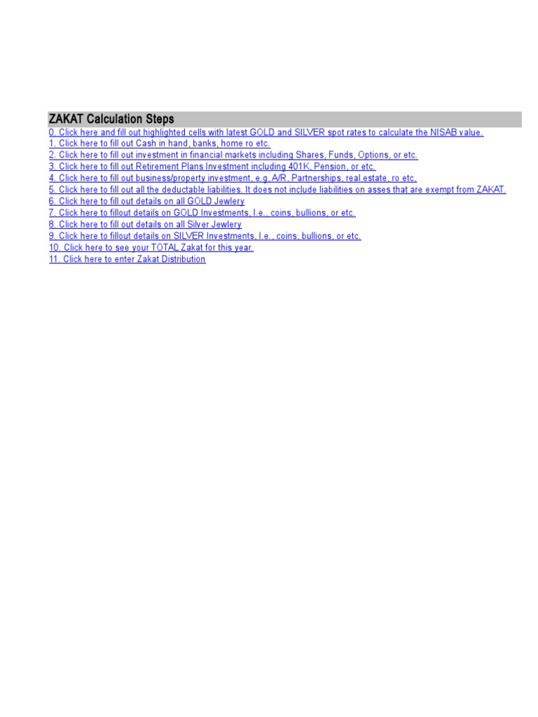 ZAKAT Calculation Steps | PDF | Fineness | Ounce