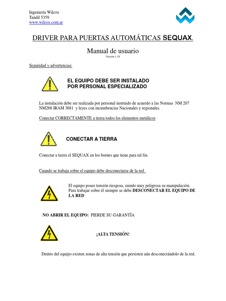 Manual SEQUAX: Instalación y Uso | PDF | Contraseña | Relé