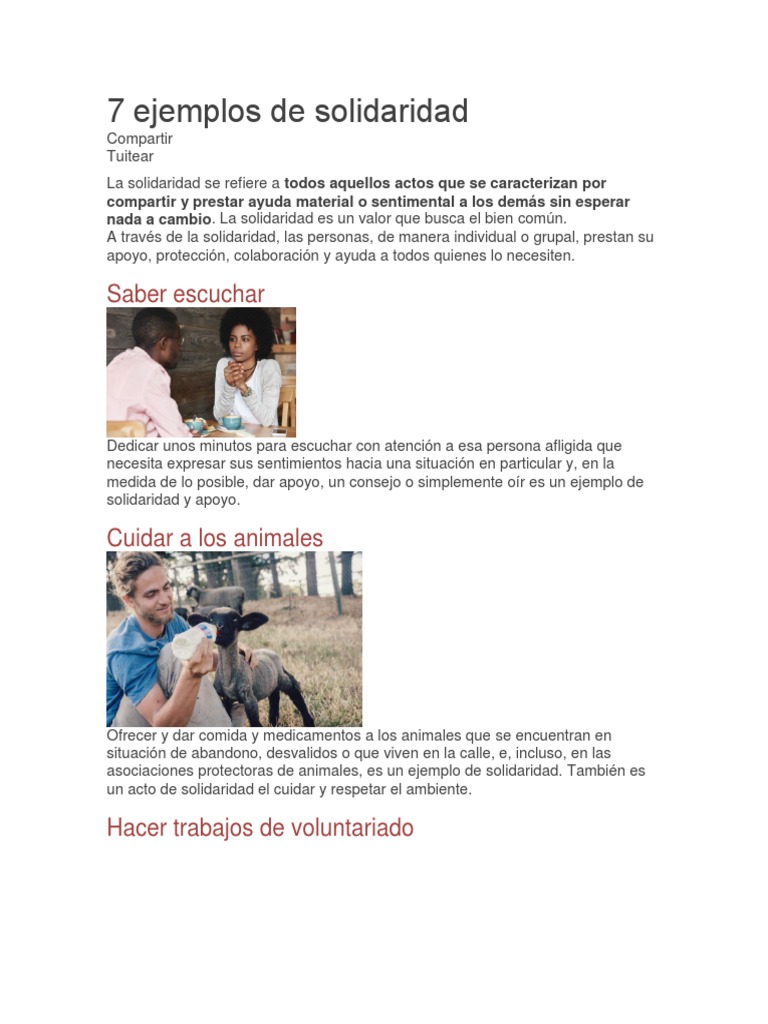 7 Ejemplos de Solidaridad | PDF | Donación | Bienestar
