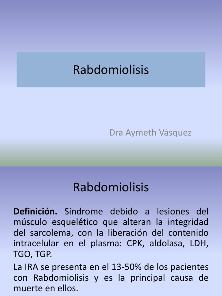 Rabdomiolisis | PDF | Especialidades Medicas | Medicina CLINICA