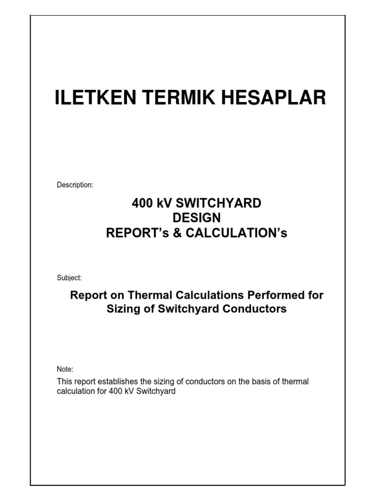 Report On Sizing of Switchyard Conductors PDF | PDF | Heat Transfer | Electrical Resistivity And ...