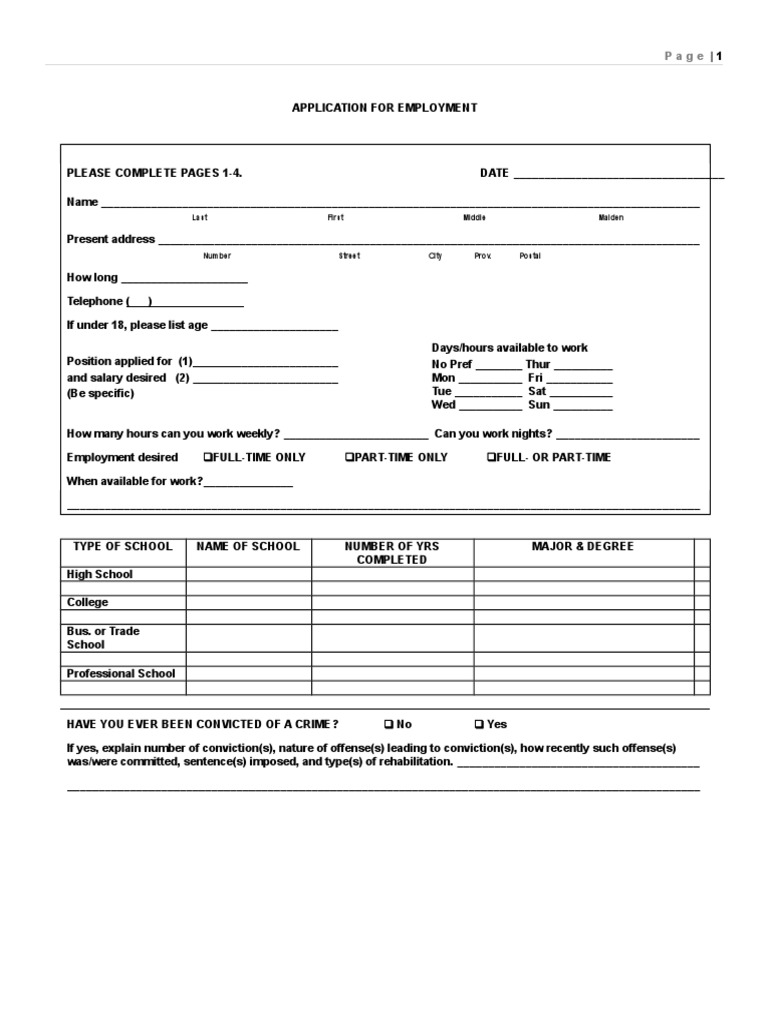 Job Application | PDF | Employment | Labor