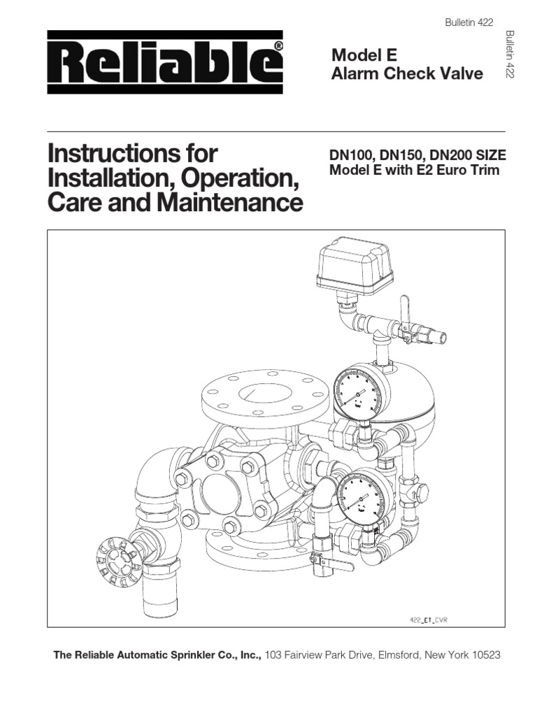 422 Model E Alarm Check Valve | PDF | Fire Sprinkler System | Valve