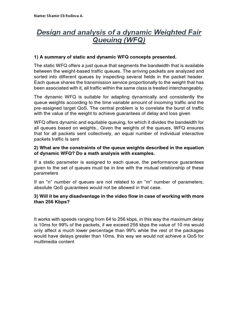Dynamic Analysis of Weighted Fair Queuing | PDF