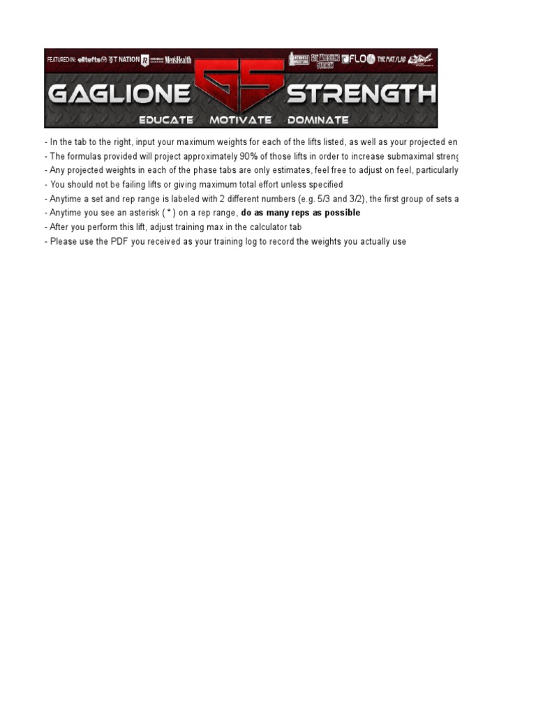 Gaglione Strength 8 Week Hypertrophy Program | PDF | Recreation | Hobbies