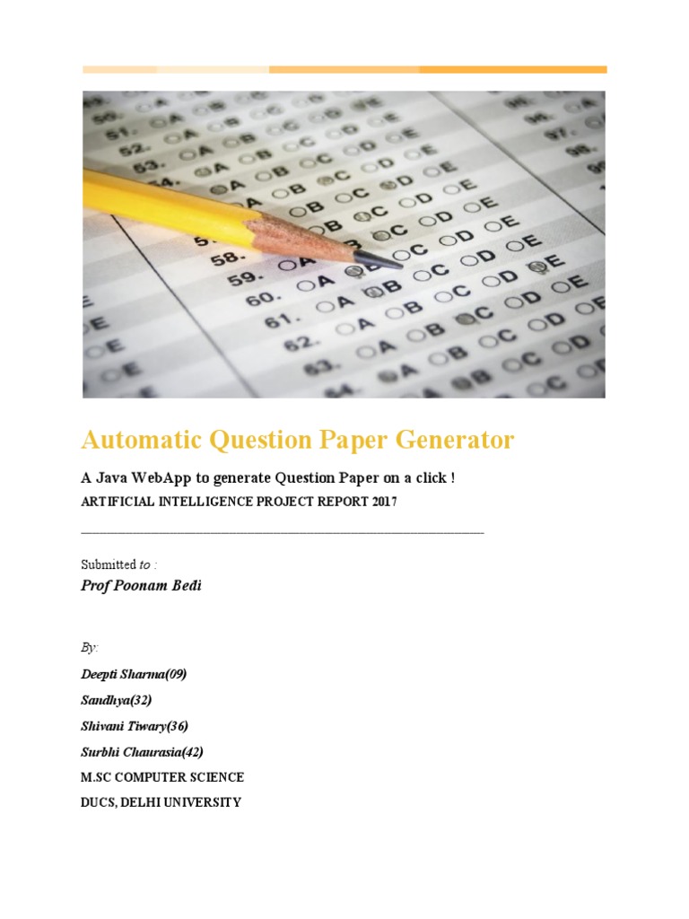 Automatic: Question Paper Generator | PDF | Databases | Information ...