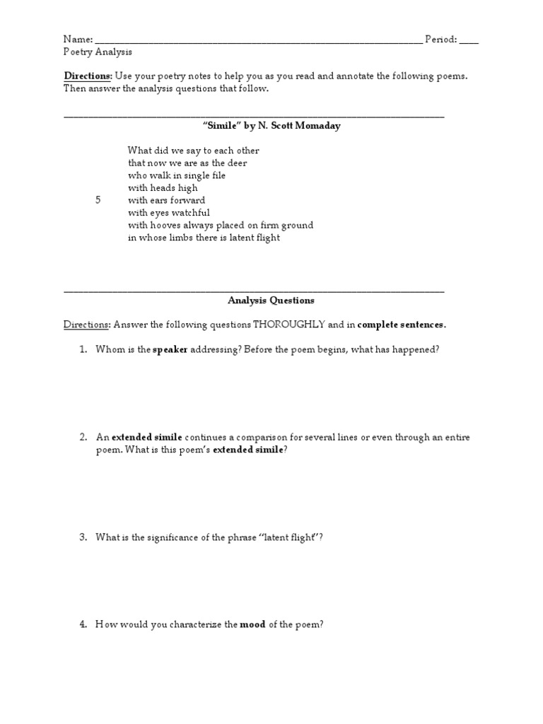 Simile and Heart Analysis | PDF | Poetry