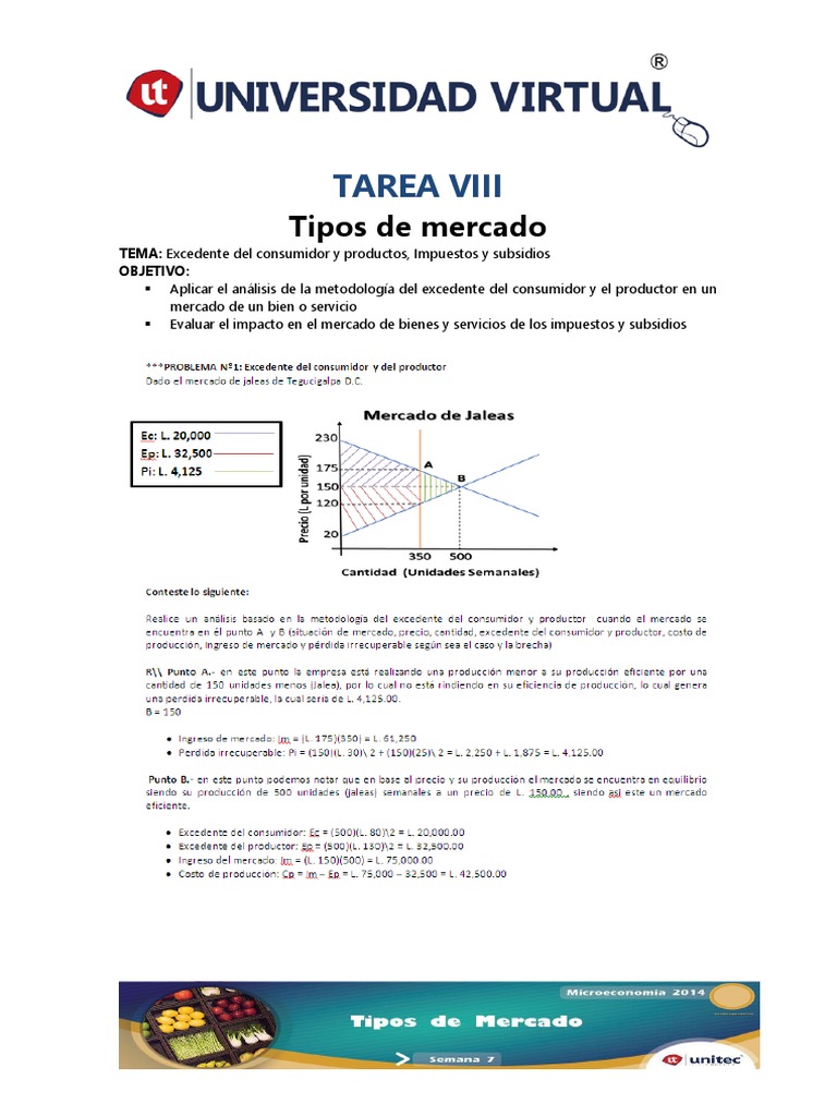 Tarea - VIII - Excedente, Subsidios e Impuestos | PDF | Microeconomía ...