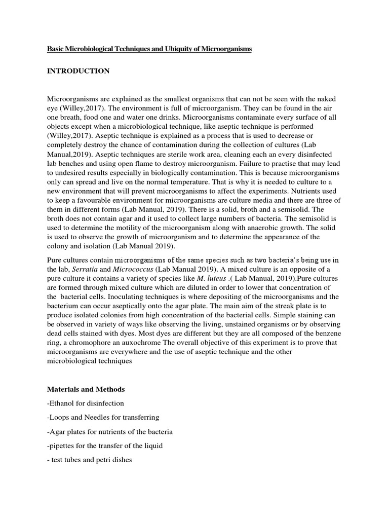 Microbiological Techniques Pdf Growth Medium Microscopy