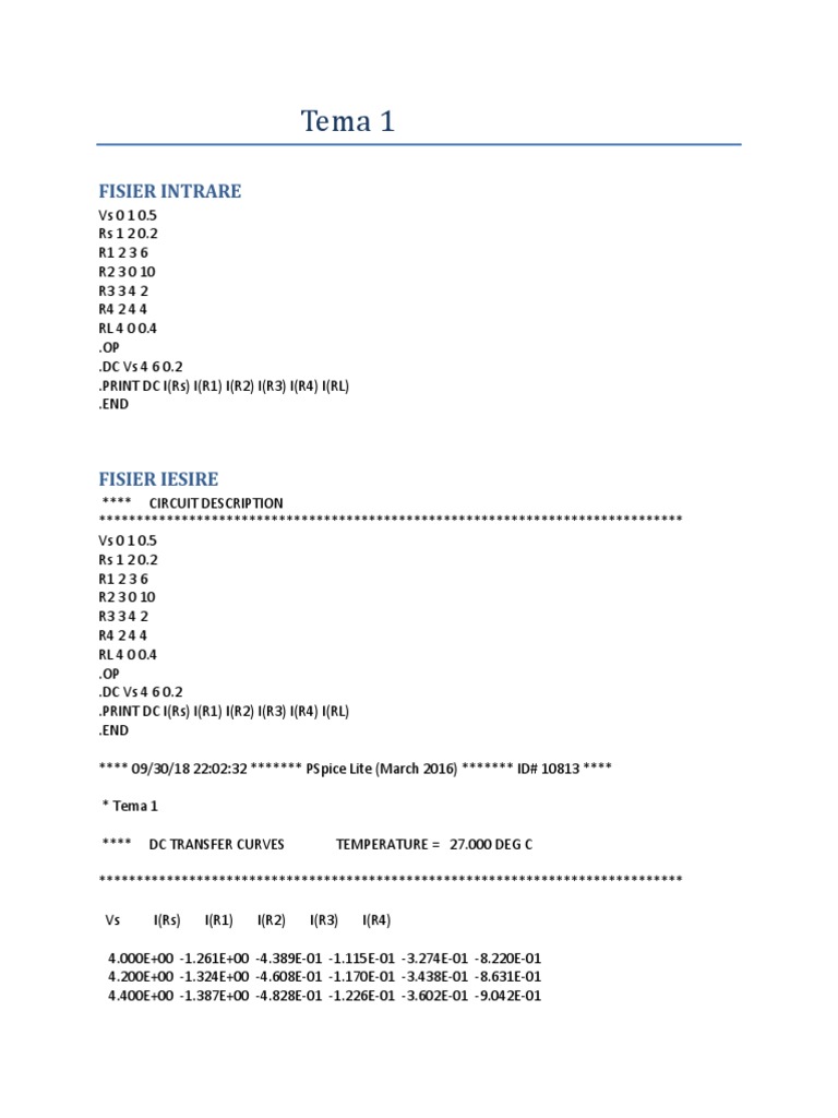 Tema 1: Fisier Intrare | PDF | Electrical Engineering | Electricity