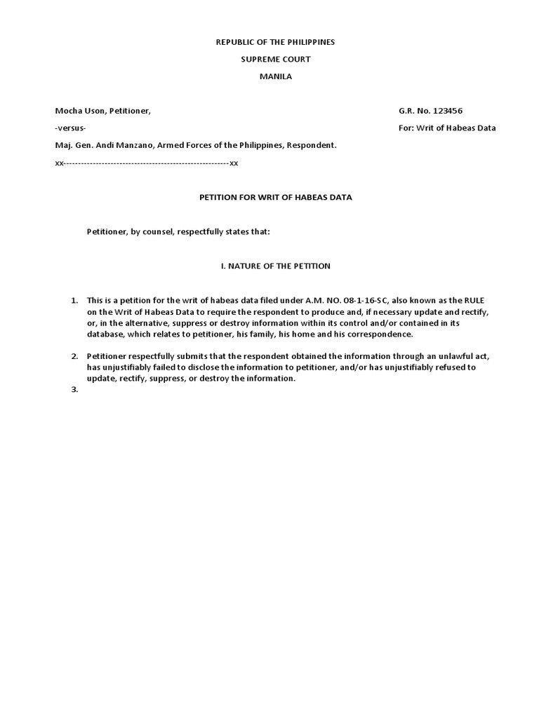 Writ of Habeas Data - # 4 | PDF