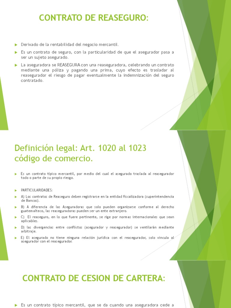 Contratos Mercantiles: Reaseguro y Fianza | PDF | Arrendamiento | Póliza de seguros