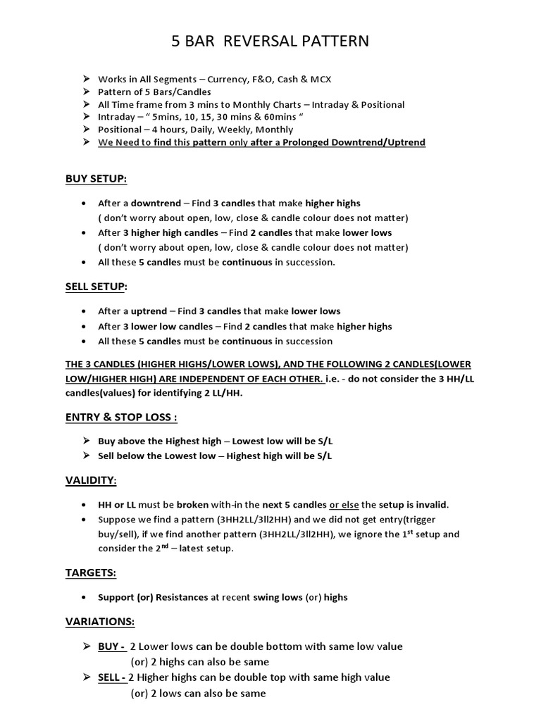 5 Bar Reversal Pattern: Buy Setup | Download Free PDF | Financial ...