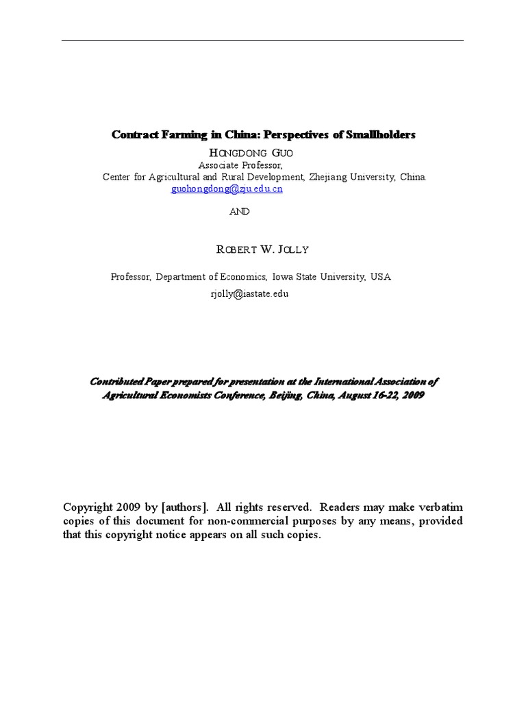 Small Scale Farming in China | PDF | China | World Politics