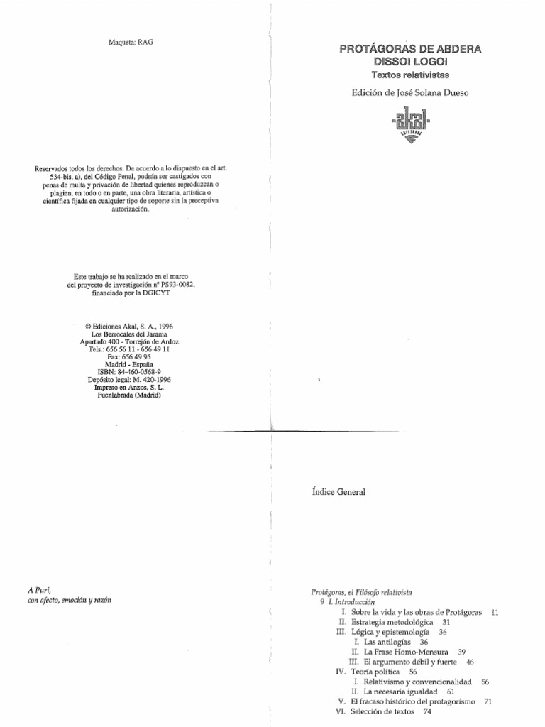 Protagoras de Abdera Dissoi Logoi | PDF