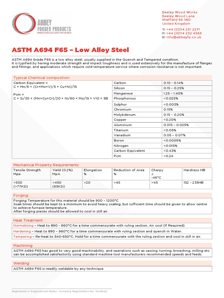 Astm A694 F65 | PDF | Steel | Alloy