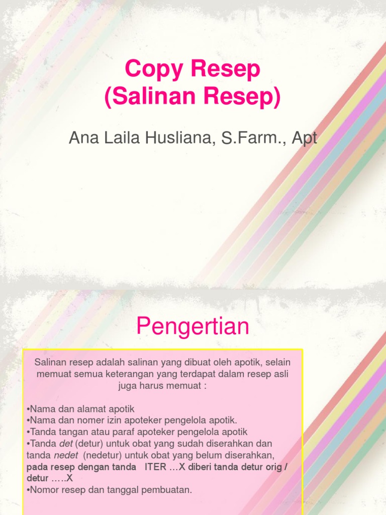 Salinan Resep dan Etiket Obat | PDF