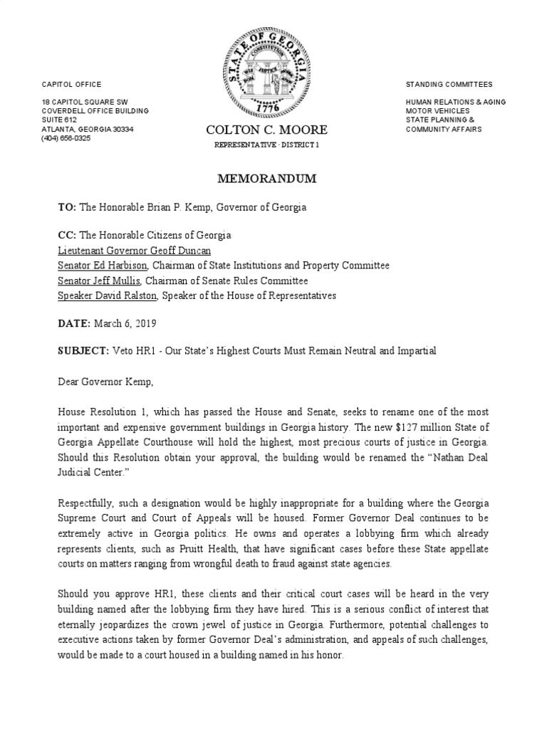 Rep. Colton Moore - House Resolution 1 Response | Supreme Courts ...