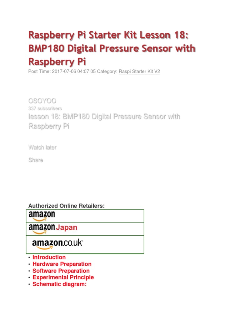 Raspberry Pi Starter Kit Lesson 18 | PDF | Atmospheric Pressure ...