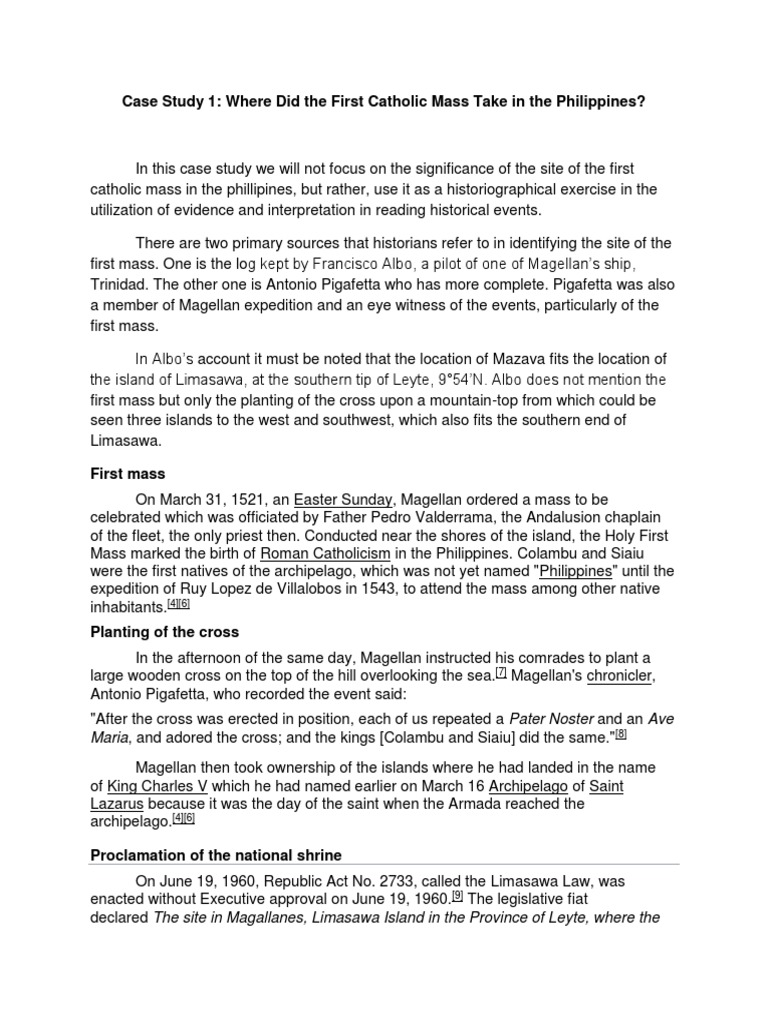 Where Did The First Catholic Mass Take in The Philippines | PDF ...