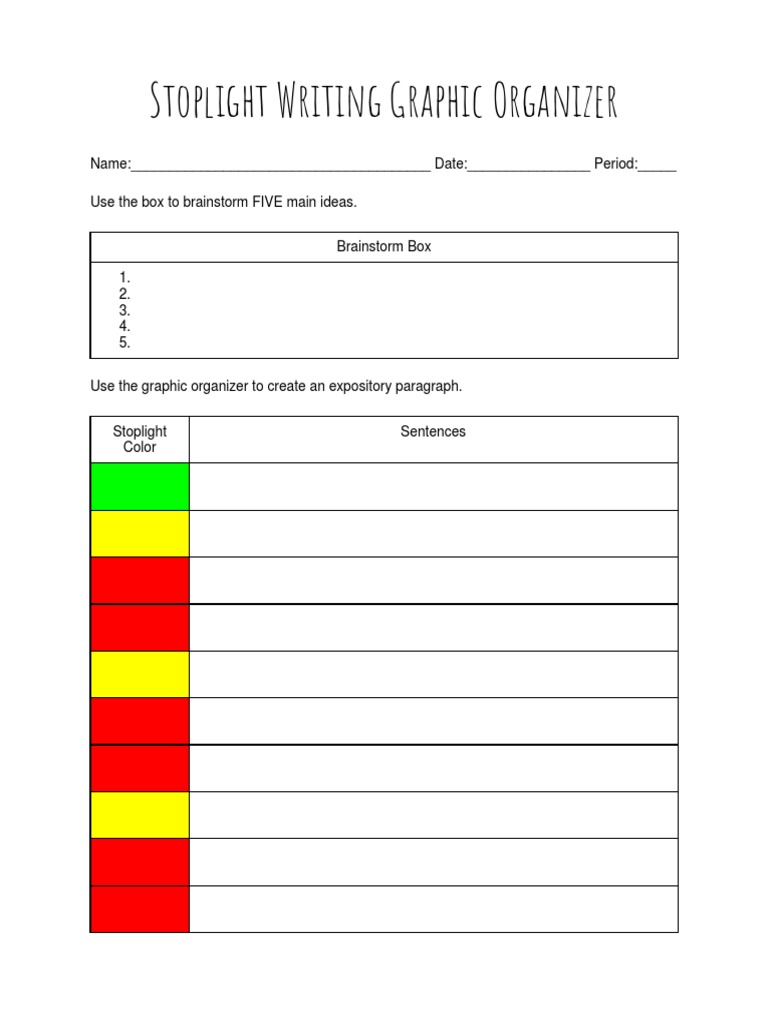 Stoplight Writing Graphic Organizer | PDF | Career & Growth | Art