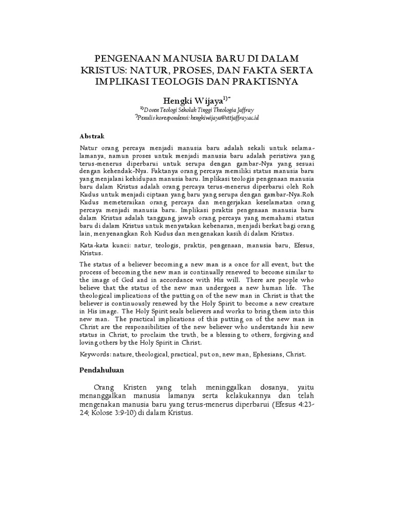 Pengenaan Manusia Baru dalam Kristus | PDF | Agama & Spiritualitas