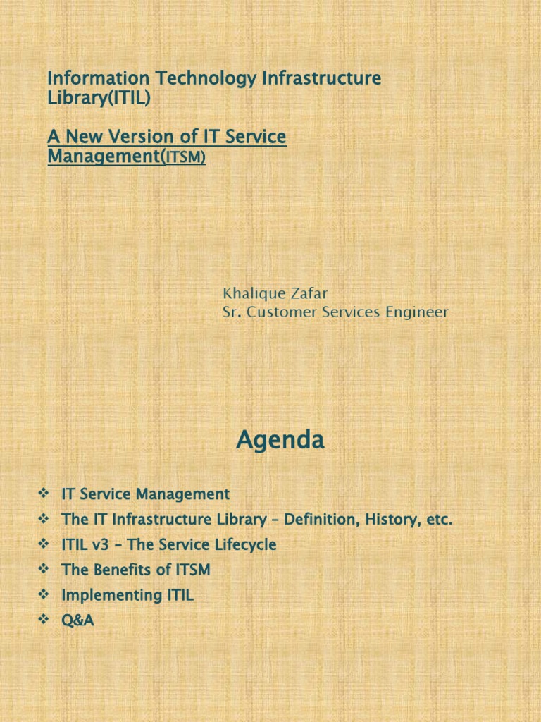 Information Technology Infrastructure Library (ITIL) A New Version of ...
