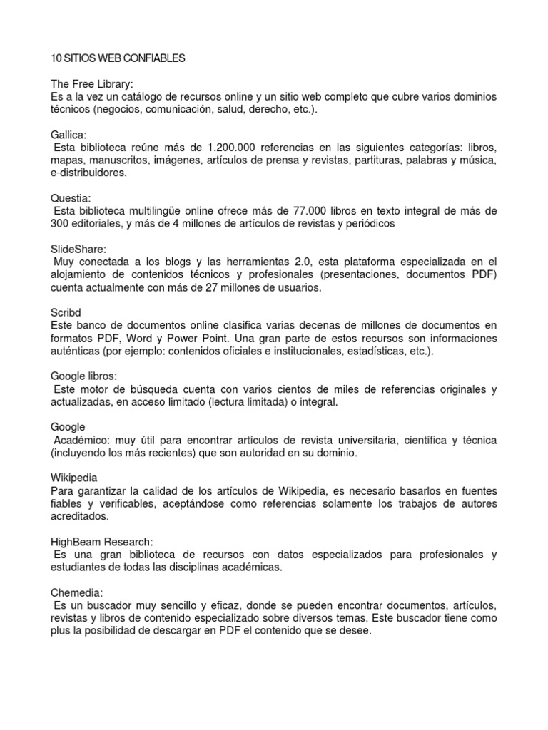 10 Sitios Web Confiables | PDF