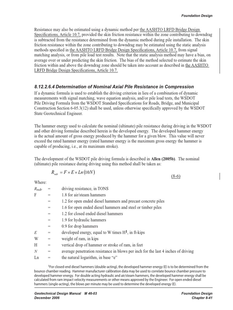 WSDOT Dynamic Formula | PDF | Deep Foundation | Geotechnical Engineering