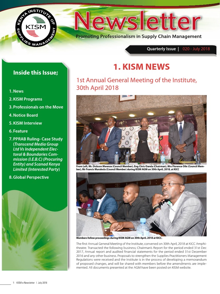 KISM Newsletter 20th Edition | PDF | Procurement | Supply Chain