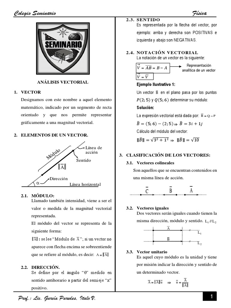 Analisis Vectorial - Italo | PDF | Vector Euclidiano | Escalar (Matemáticas)