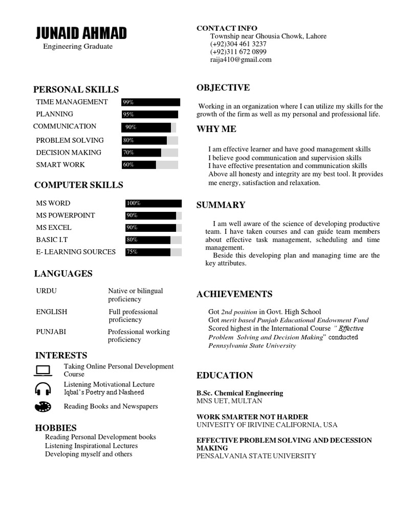 Junaid CV Call Center | PDF | Communication | Semiotics