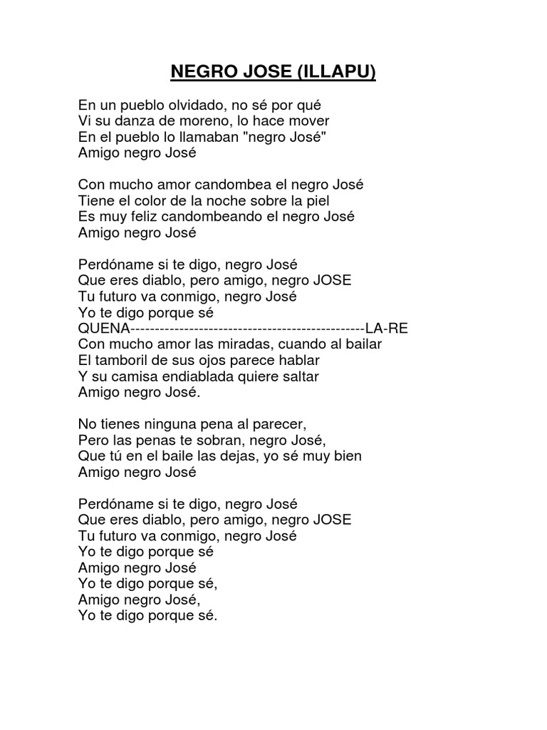 Letra de "El Negro José" | PDF