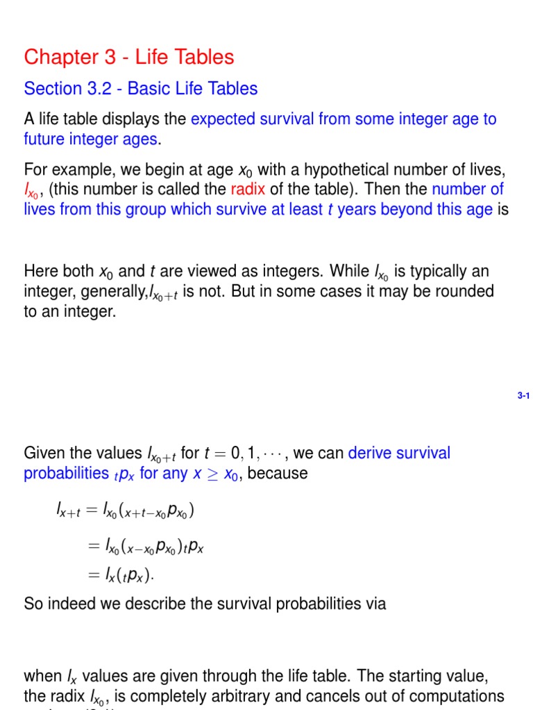 Chapter 3 - Life Tables | Download Free PDF | Applied Mathematics ...