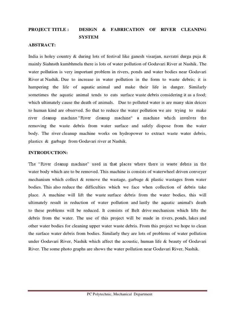 Project Title: Design & Fabrication of River Cleaning System Abstract ...