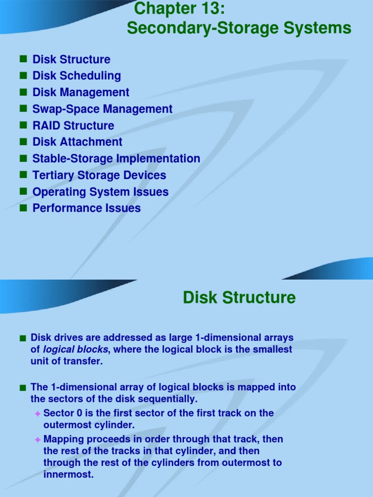 Disk Structure Disk Scheduling Disk Management Swap-Space Management ...