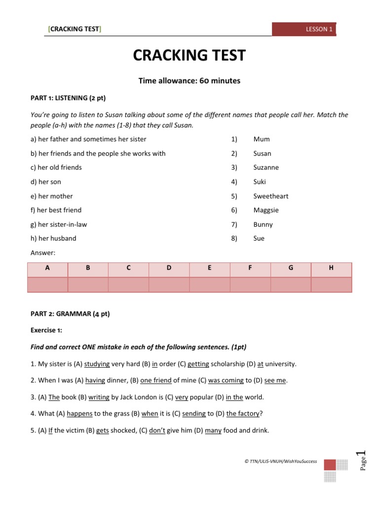 Cracking Test: Time Allowance: 60 Minutes | PDF | Air Pollution ...