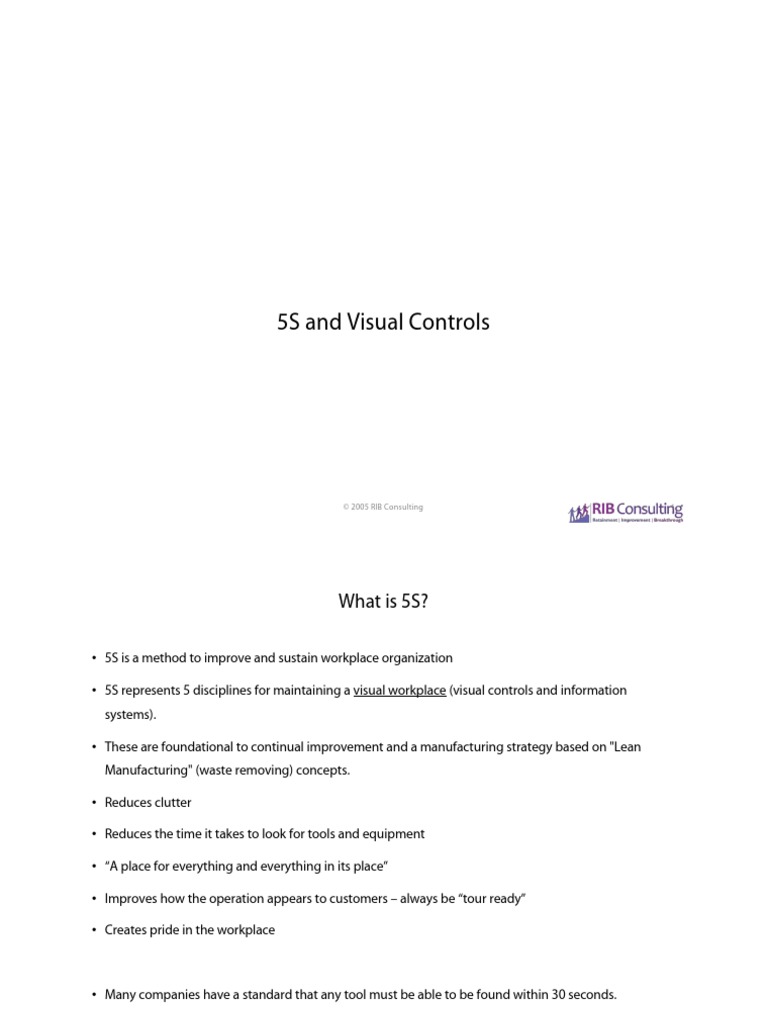 5S and Visual Controls: © 2005 RIB Consulting 1 | PDF | Career & Growth ...